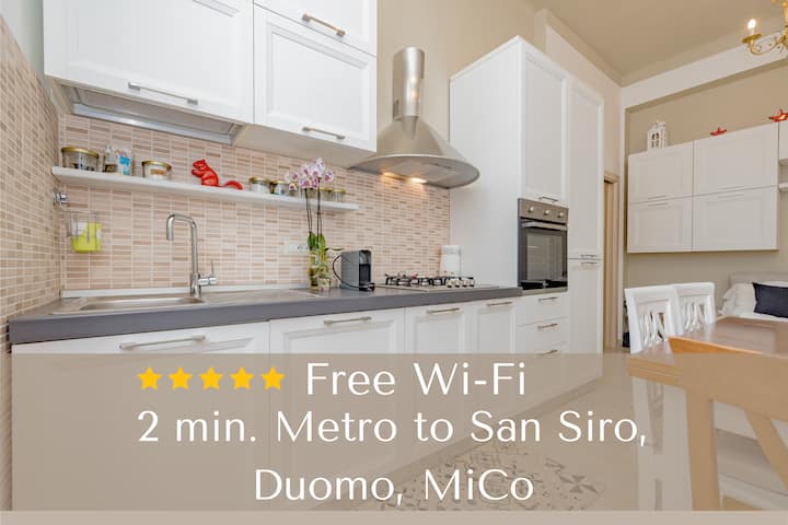 [Ospedale Buzzi, Sempione] 2bedroom - 100m Metrom5 - Milánó