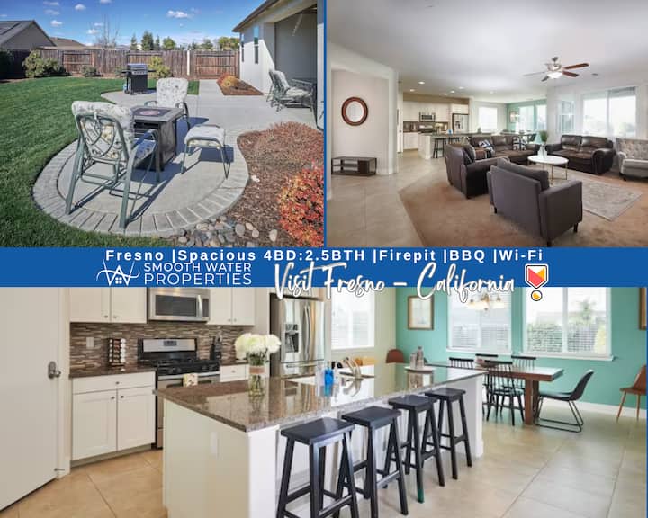 Modern & Spacious Haven | Firepit & Bbq | Hot Tub - Fresno, CA
