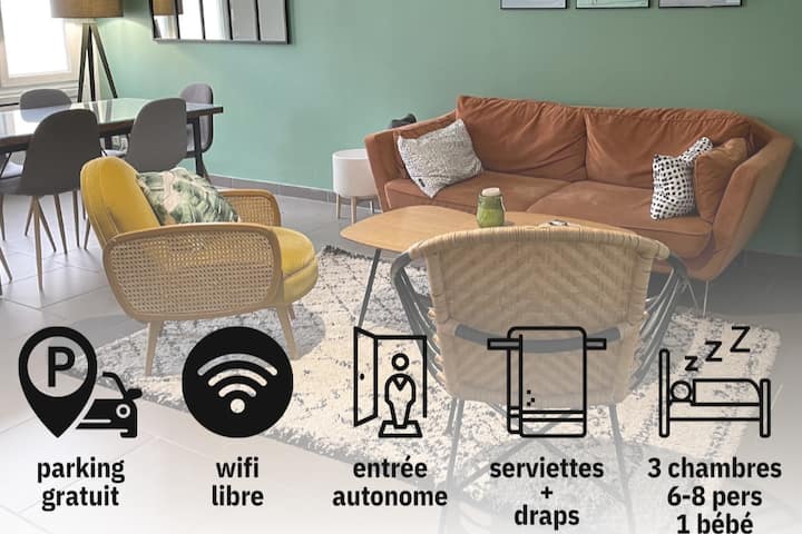 Duplex - 3 Chambres - 6/8personnes - 2 Parkings - Troyes