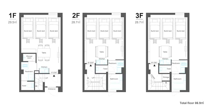 3f｜渋谷駅徒歩8分！渋谷で遊びつくす為の隠れ家｜ライブハウス近く｜最大6名｜wifi｜洗濯乾燥機 - Harajuku