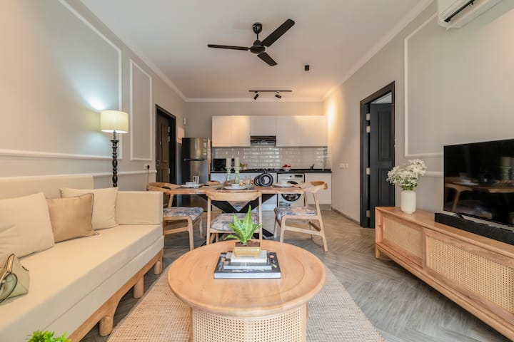 Staymaster Modern 1bhk | Calangute | Shared Pool - Goa