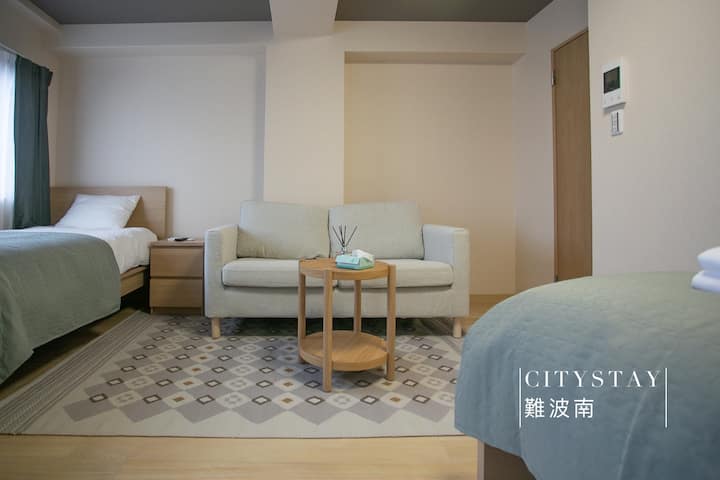 Citystay難波南双床房;毗邻通天阁新世界,机场直达,jr、南海电车新今宫站步行5分钟,四线可用 - Osaka