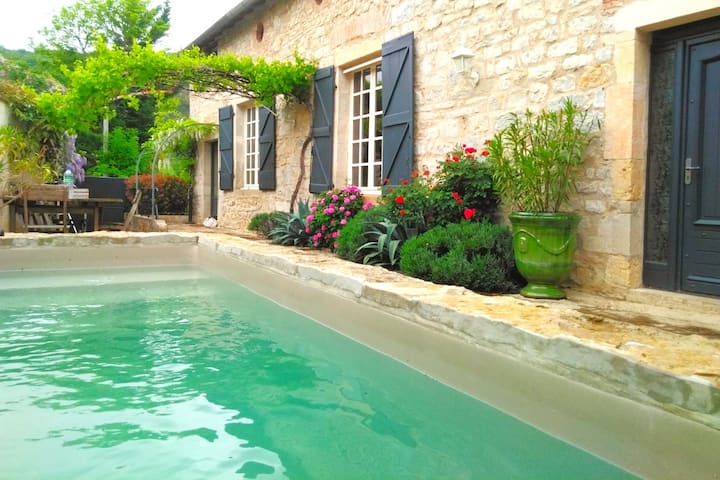 Villa St Antonin-piscine-terrasse-cheminée-10 Pers - Saint-Antonin-Noble-Val