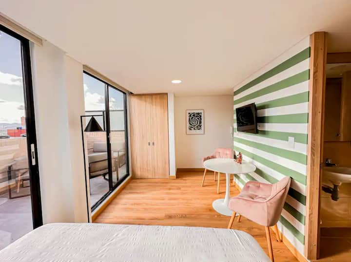|Hf| Acogedor Loft Penthouse Con Terraza - Bogota