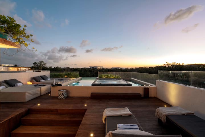 Luxe Villa In Aldea Zama · Hot Tub · Roof Pool - Tulum