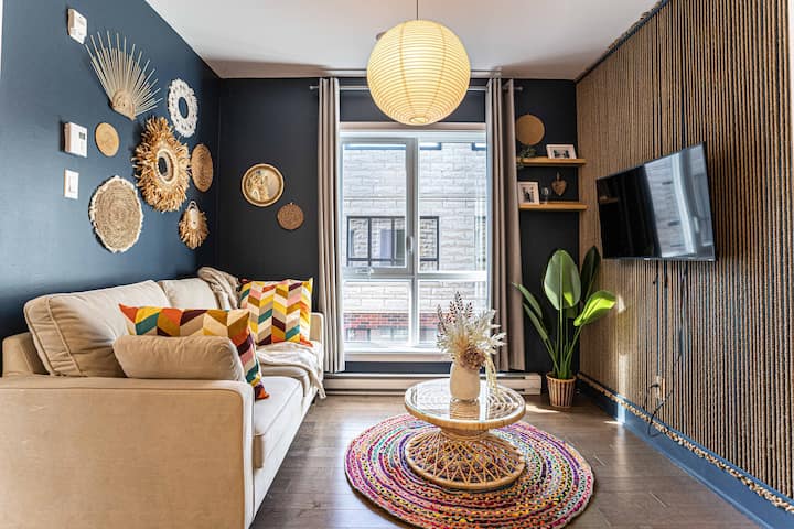 Boho Design Chic 2br W/parking, Gym, Nr Dt&airport - Dorval