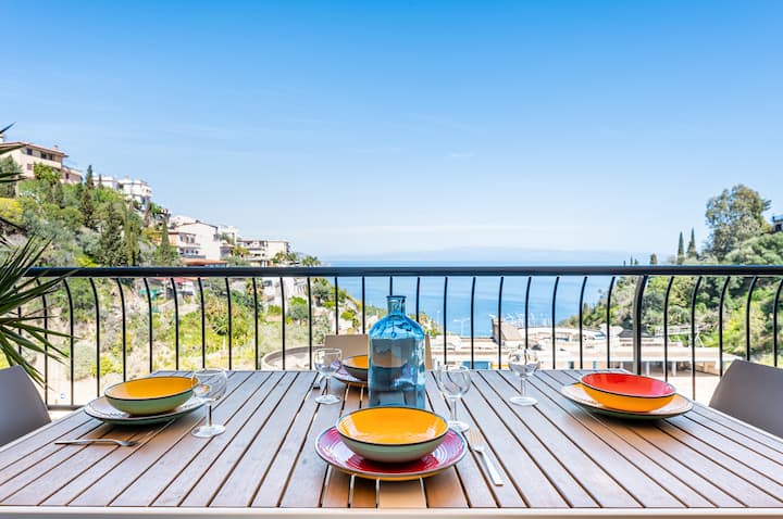 Lovely Sea View Apartment - Swimming Pool - Taormina