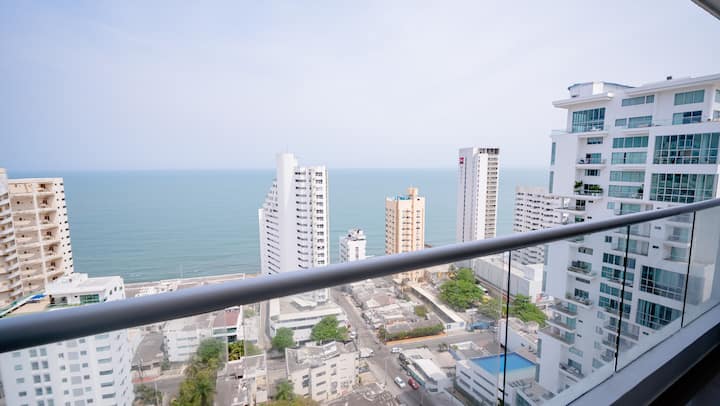 3br Apartamento De Lujo Con Vista Al Mar Piso 20 - Cartagena