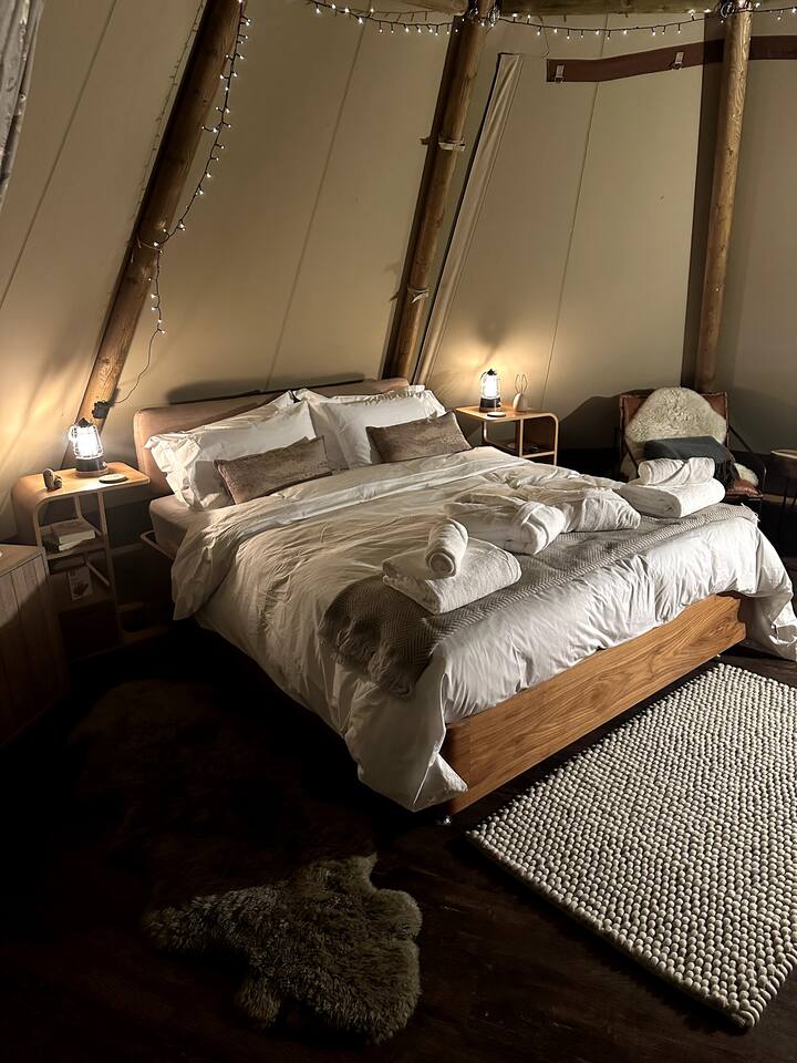 Cosy Luxury Tipi - Ash,
With Log Burner. - Saxmundham