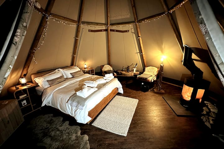 Cosy Luxury Tipi - Ash,
With Log Burner. - Suffolk