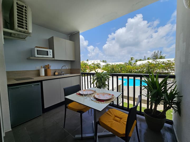 Studio Climatisé Avec Balcon/wifi/plage à Pied - Saint-François