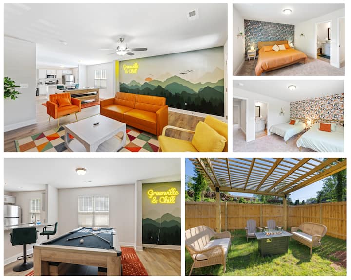 Modern 2br/2.5ba~ping Pong~fire Pit~steps From Srt - Greenville, SC