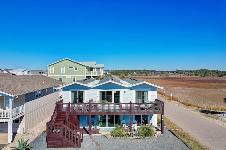 Ocean View,saltwater Pool, 
Deck, 2 Mbrs, Upstairs - Holden Beach, NC