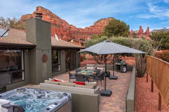 High-end 3br Home W/ Spa, Firepit & Red Rock Views - 塞多納