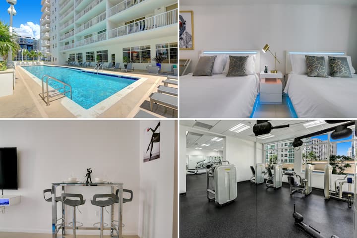 Modern Studio With Balcony, Pool, Gym & Games - Miami