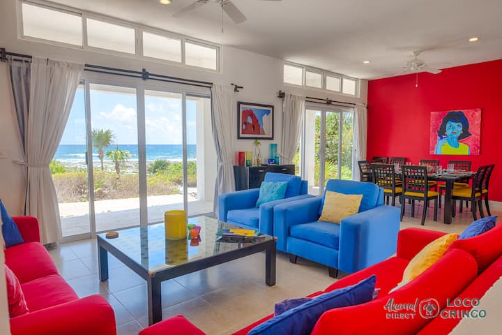 New To Airbnb! Colorful Oceanfront House W Pool! - Akumal