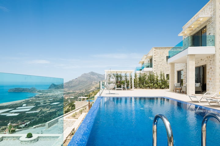 Villa Elia, Private Pool, Sea View, Bbq, Luxury - Кисамос