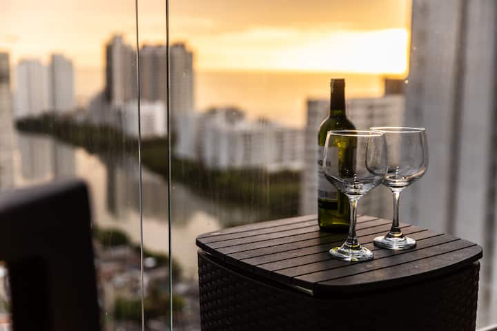 Beautiful Luxury Ocean & City View Apartm + Balcon - Cartagena