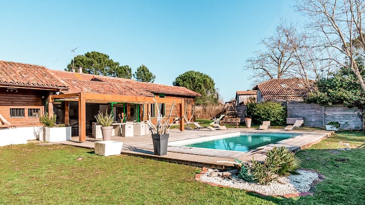 Villa Authentique Avec Piscine 10 Couchages - Lit-et-Mixe