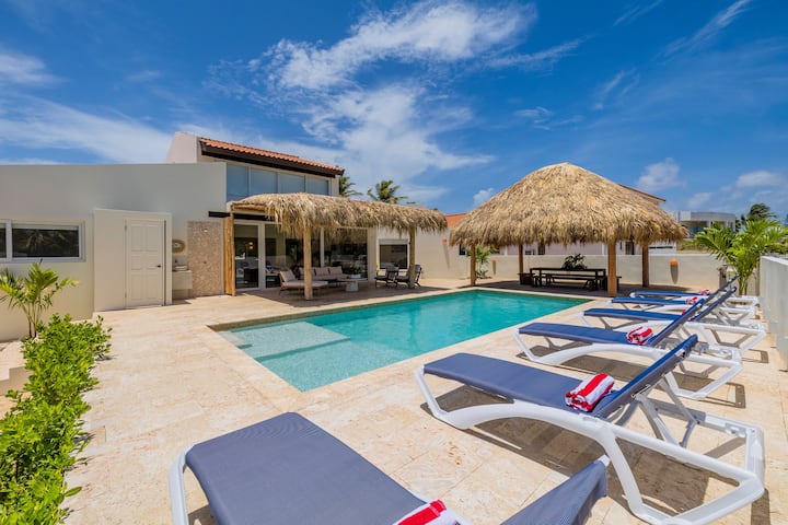 *New* Caribbean Palapa&pool Villa Across-marriot - Aruba