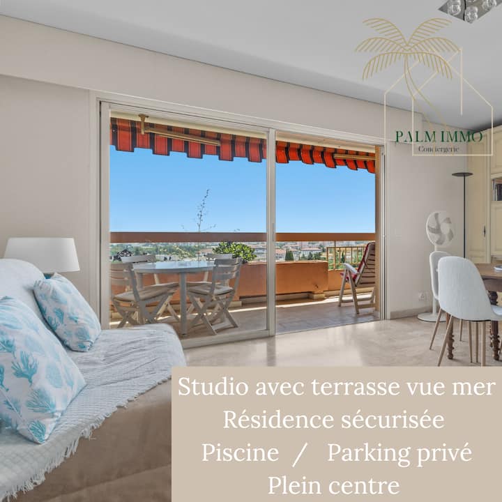 Agréable Studio Les Terrasses Vue Mer Et Piscine - Mandelieu-la-Napoule