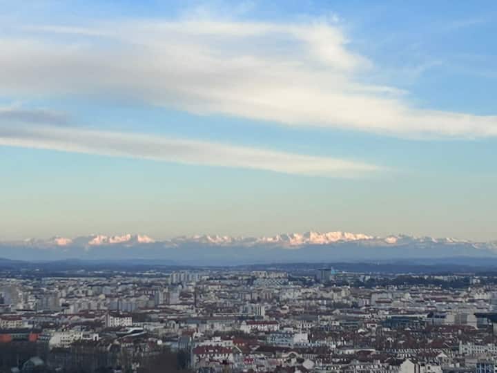Chambre Vue Alpes & Rhône, Cuisine, Parking - Rillieux-la-Pape