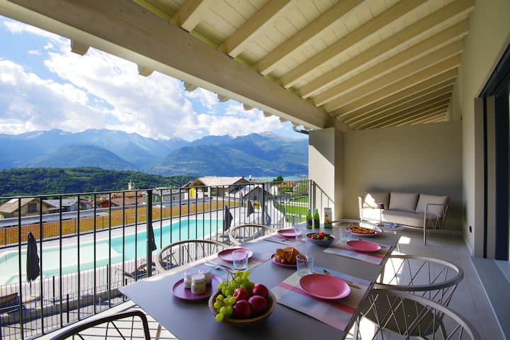 Top Floor Apt, Lake View, Pool, Terrace, Garage - Colico