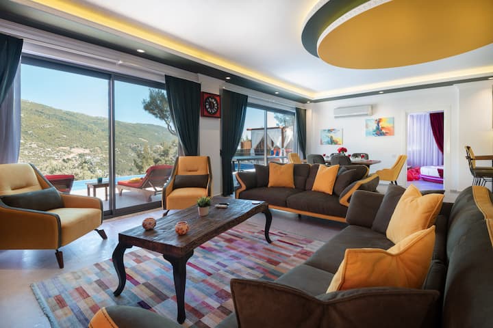 Manzaralı Isıtma Havuzu Muhafazakar Balayı Villası - Kalkan