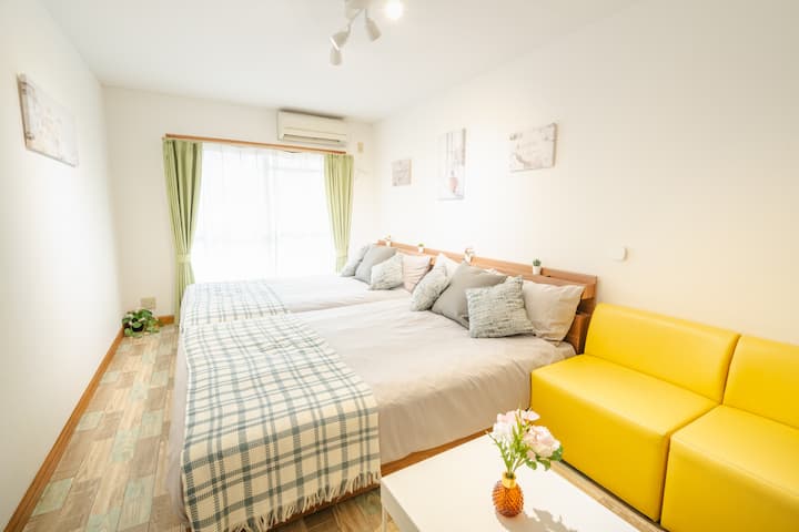 ❹/博多ポートタワー&温泉すぐ！/ダブルベッド2台/最大4名/福岡繁華街へバスで7分！閑静な住宅街 - 후쿠오카시