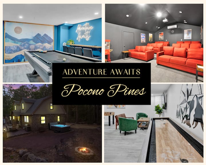 New 3-tier Theater| Hot Tub| Pool Table| Fire Pit - Pocono Lake, PA