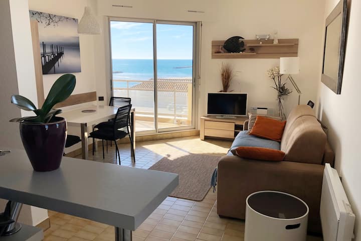 T2 Sur Plage Vue Mer, Immeuble 1ere Ligne Mer - Plage de Palavas-les-Flots