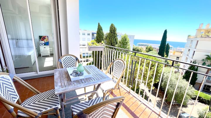 New Pool Sea View Flat, 10m/beach - Nice