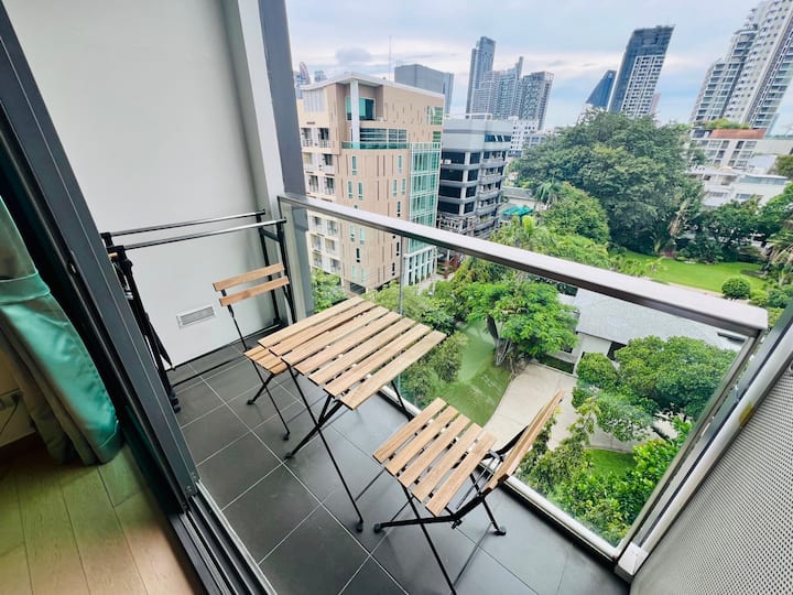 Cozy Comfy 1br 3pax Gardenview 700m Bts Thonglo - Bangkok