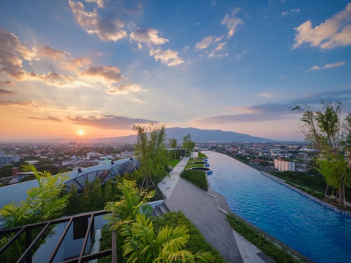 Astra Sky River 48sqm 2br+1bt /150m Rooftop Pool - Chiang Mai