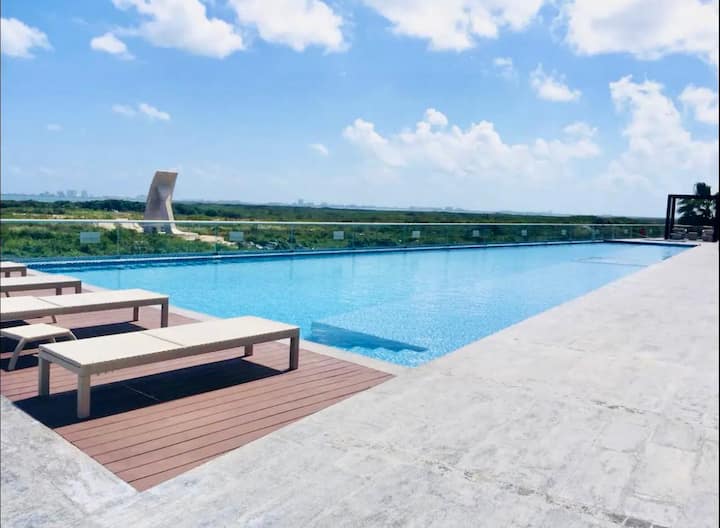 Yuum Ha’ Apartment | Terrace & Ocean View - Cancún