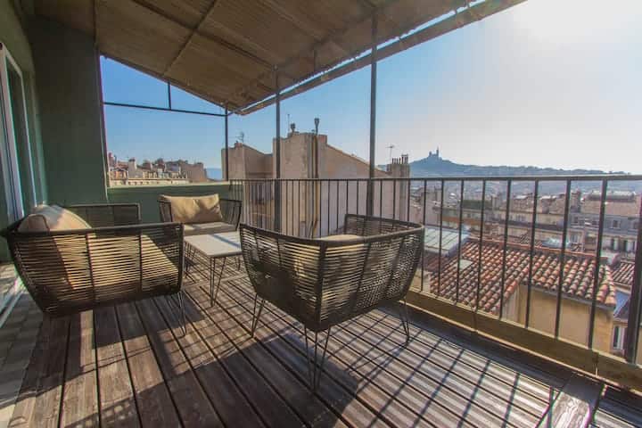 La Canopée • 2 Terrasses • Vue Vieux-port & Nd - Îles du Frioul