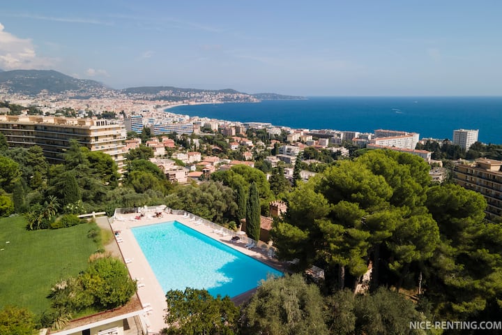 Penthouse Luxe Vue Mer Piscine Tennis Parking - Nice