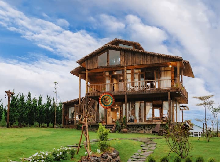 Nhà Gỗ View Hồ, 4 Phòng Ngủ, Vườn Rau, Bếp, Wifi - Bảo Lâm District