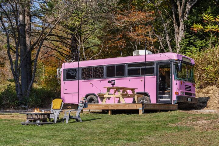 Magic Pink Bus On River W/hot Tub Near Stowe - Vermont