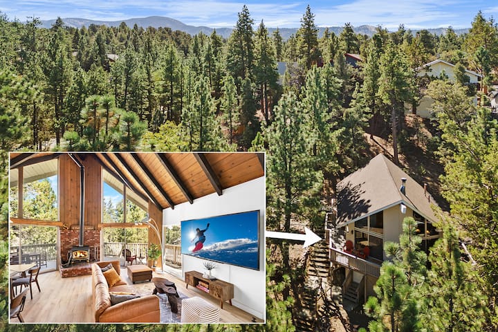 Rustic A-frame: Game Room, Forest Views, Sleeps 9 - Big Bear, CA