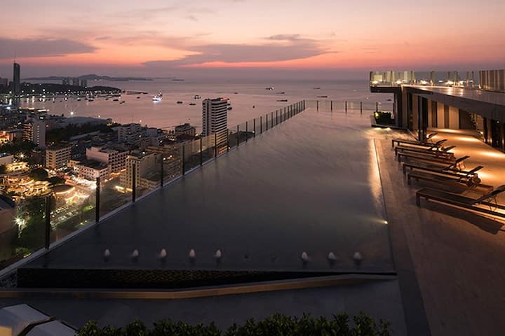 Modern 1br • Long Balcony • Sea & City #Tb88915 - Pattaya City