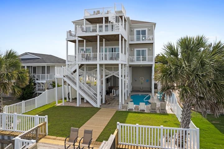 Big Kahuna~ 4 Bdr/walk To The Beach/pool/elevator - Holden Beach, NC