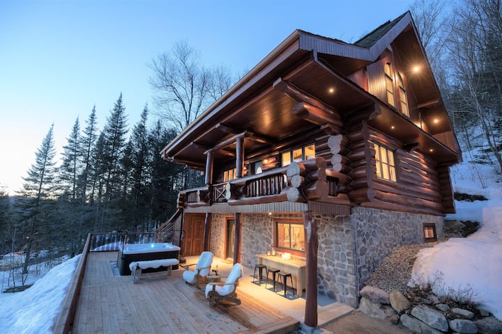Chalet En Bois Rond – Ski Et Spa - Laurentides