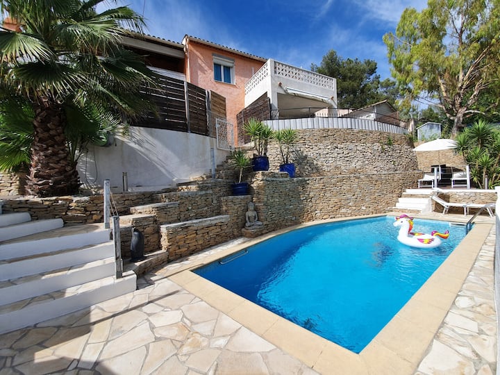 Haut De Villa "Les Palmiers"acces Piscine Chauffée - Cuers