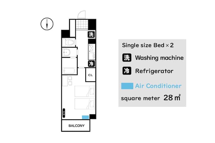 大須商店街まで徒歩圏内　築浅マンション1k　28㎡　Room#804 - Nagoya