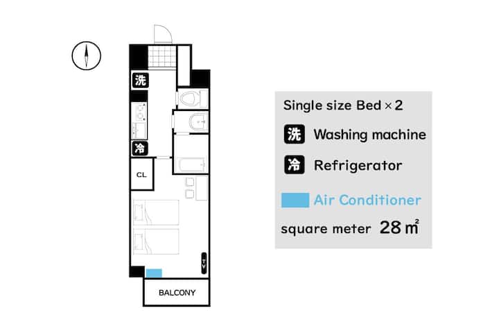 大須商店街まで徒歩圏内 築浅マンション1k 28㎡ Room#702 - Nagoya