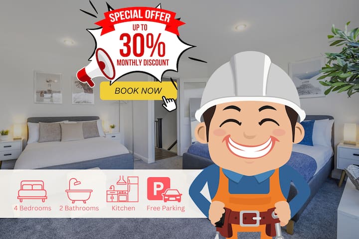 30%off Deals | Elegant 4 Bedroom Near City Centre - Peterborough, Royaume-Uni