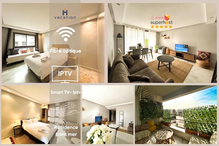 Charming Flat In Seafront Residence - 2 Bedrooms - Casablanca