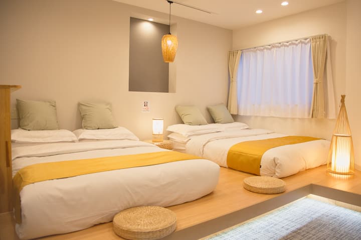 【Star’ Sasa】日本桥步行6分钟／双床房 /最大5人步行直达难波心斋桥核心地理位置/201月 - Nanba