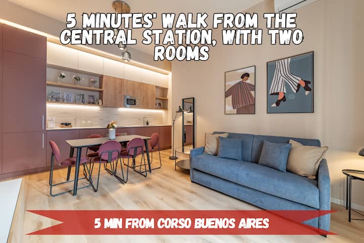 5' De La Gare Centrale, Avec 2 Chambres à Coucher - Milano